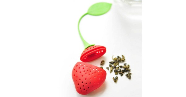 Filtru pentru ceai, infuzor, forma de capsuna, culoare galben