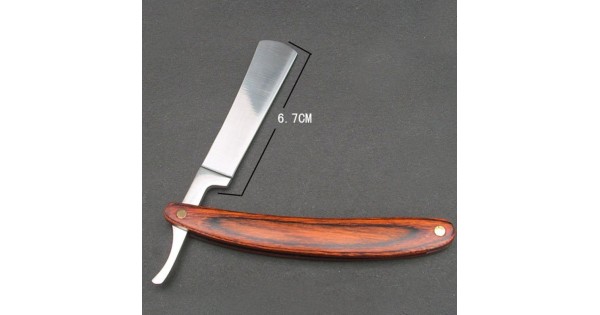 Brici pentru tuns / barbierit, maner din lemn, culoare maro deschis