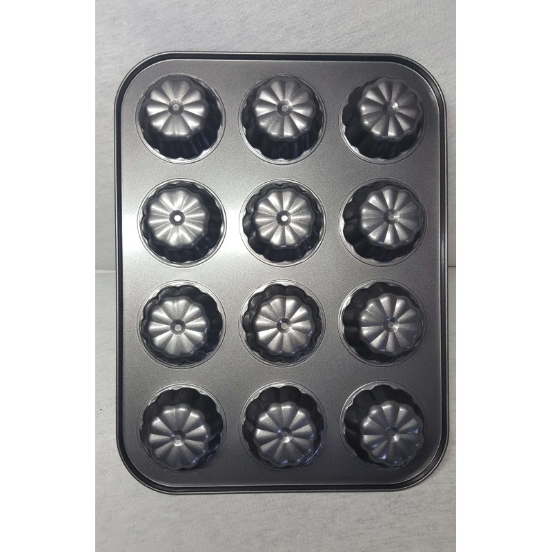 Tava pentru copt, 12 briose, model floare