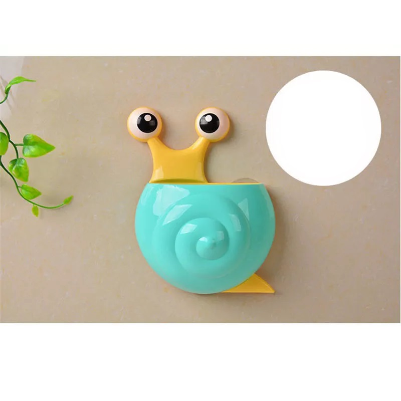 Suport pentru periute de dinti, pasta dinti - forma melc, culoare albastru