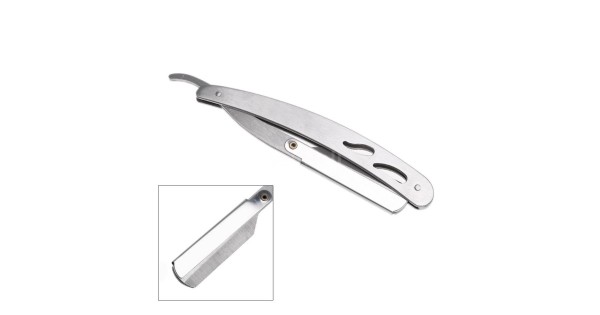 Brici metalic cu lama clasica pentru tuns / barbierit, culoare argintiu