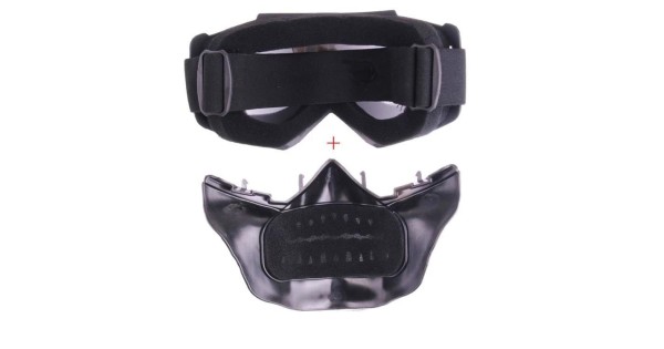 Masca protectie fata din plastic dur + ochelari ski, lentila ...